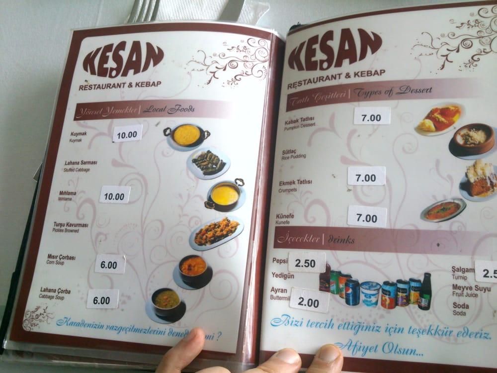 Menu at Keşan Restoran, Ereğli