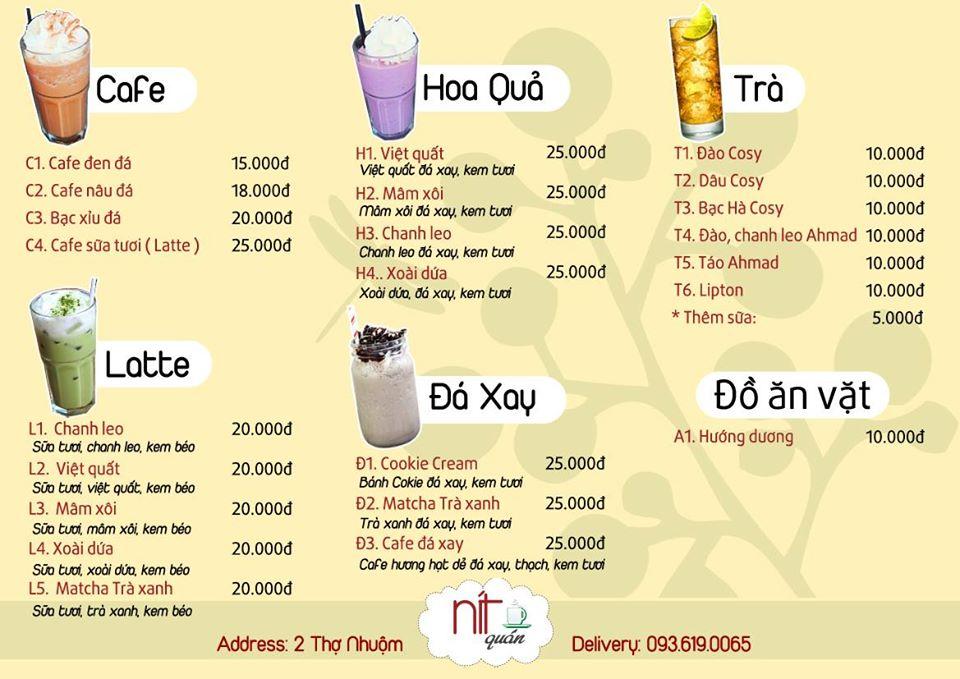 Menu at Nít Quán pub & bar, Hanoi