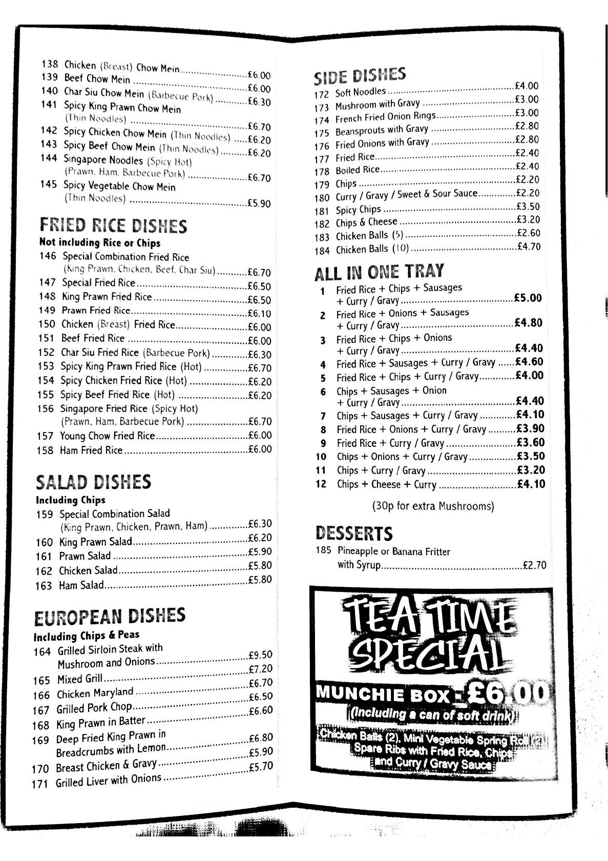 Menu at Ocean City fast food, Irvine, 3 Beaton Terrrace