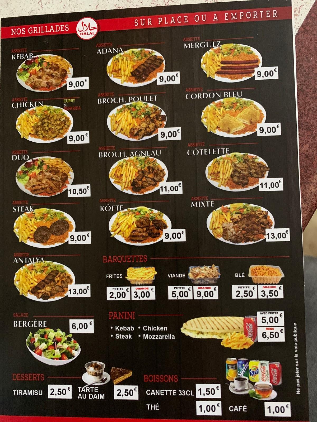 Menu au Restaurant Antalya, L'Haÿ-les-Roses
