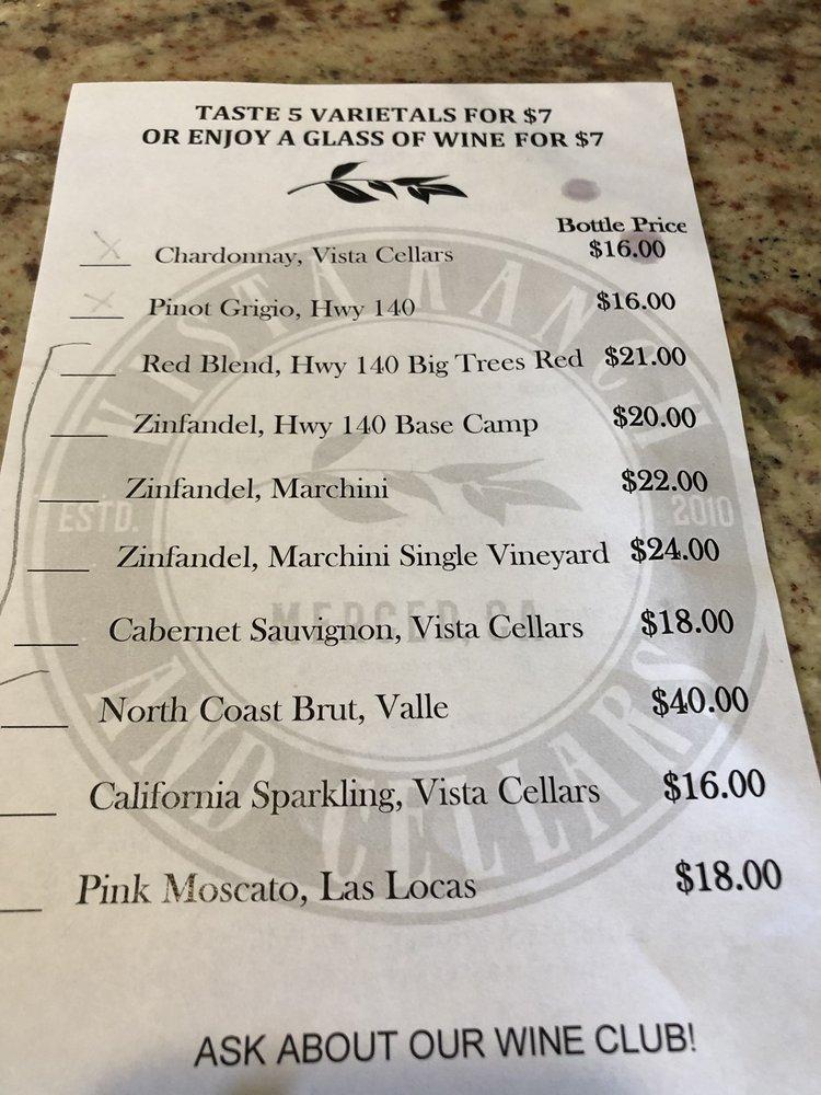 Menu at Vista Ranch Farming Area pizzeria, Merced