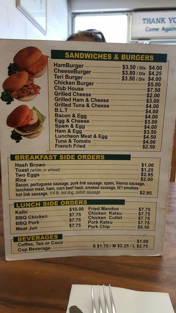 Menu at Waipahu cafe, Waipahu, 93-300 Farrington Hwy
