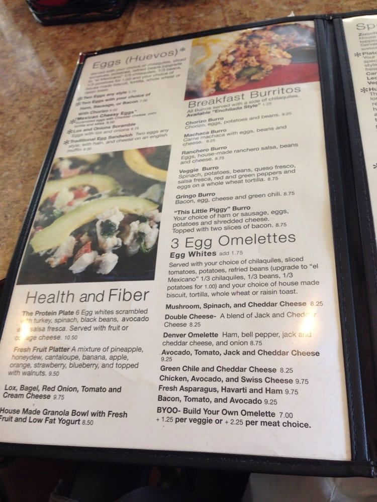 Menu at Eclectic Cafe, Tucson