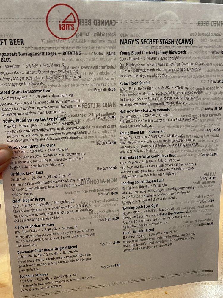 Menu at Garver Feed Mill restaurant, Madison