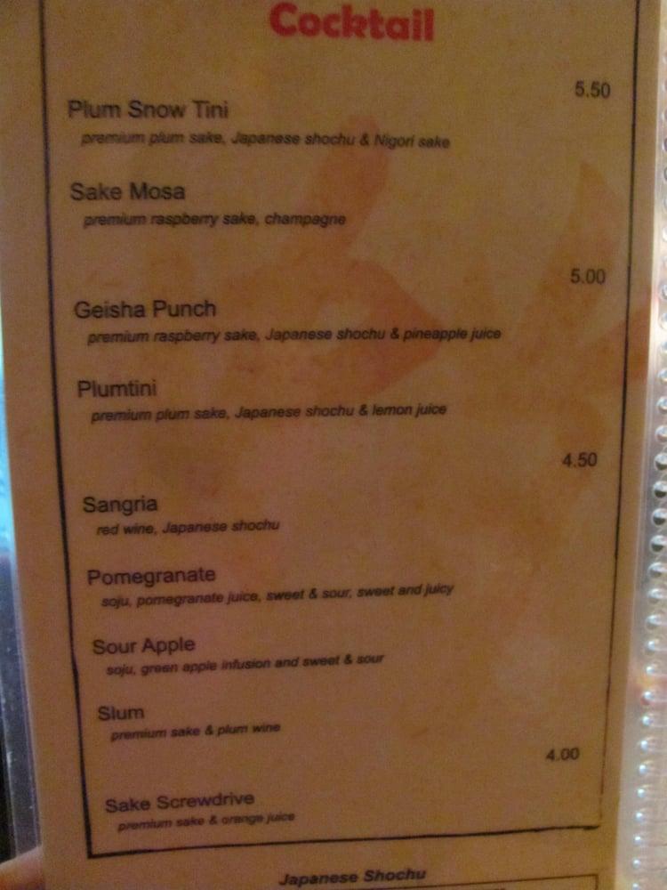 Menu at Sumo Japanese Restaurant, Ventura, S Victoria Ave