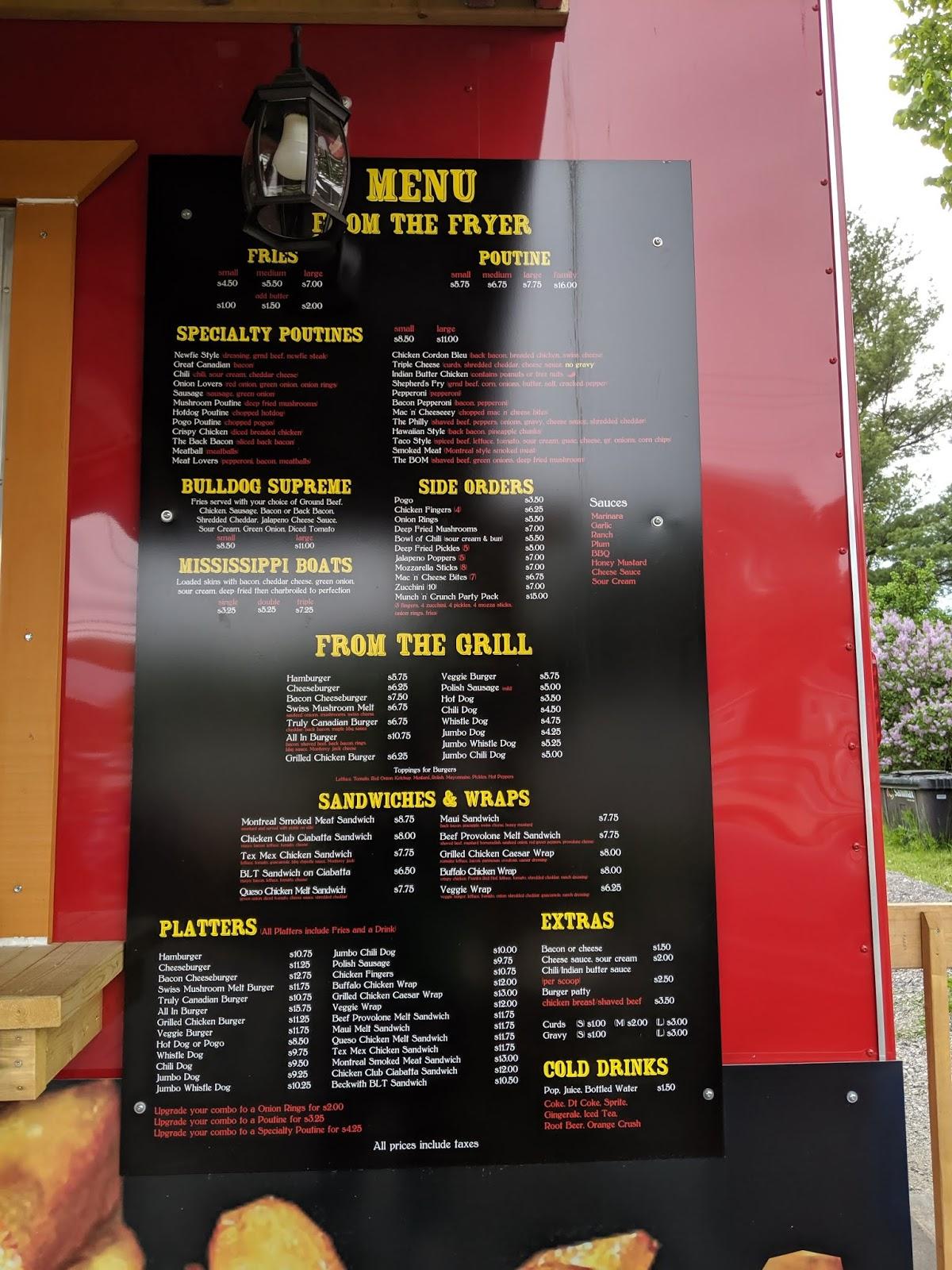 Menu at The Crispy Spud restaurant, Carleton Place