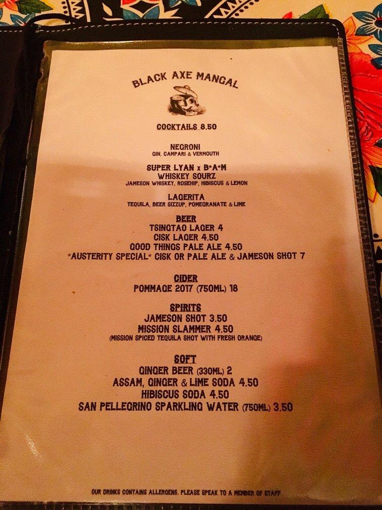 Carta del restaurante F.K.A.B.A.M. (Formerly Known as Black Axe Mangal ...