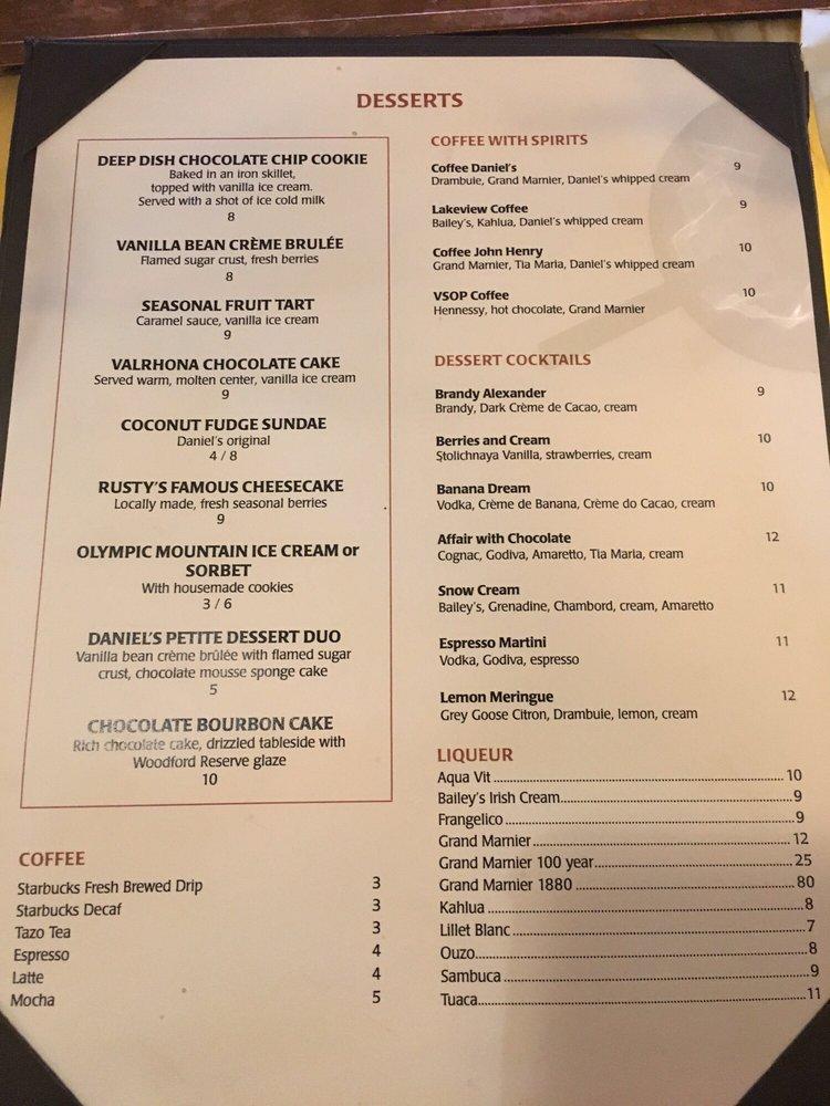 Menu at Daniel’s Broiler - Bellevue steakhouse, Bellevue, Northeast 8th ...