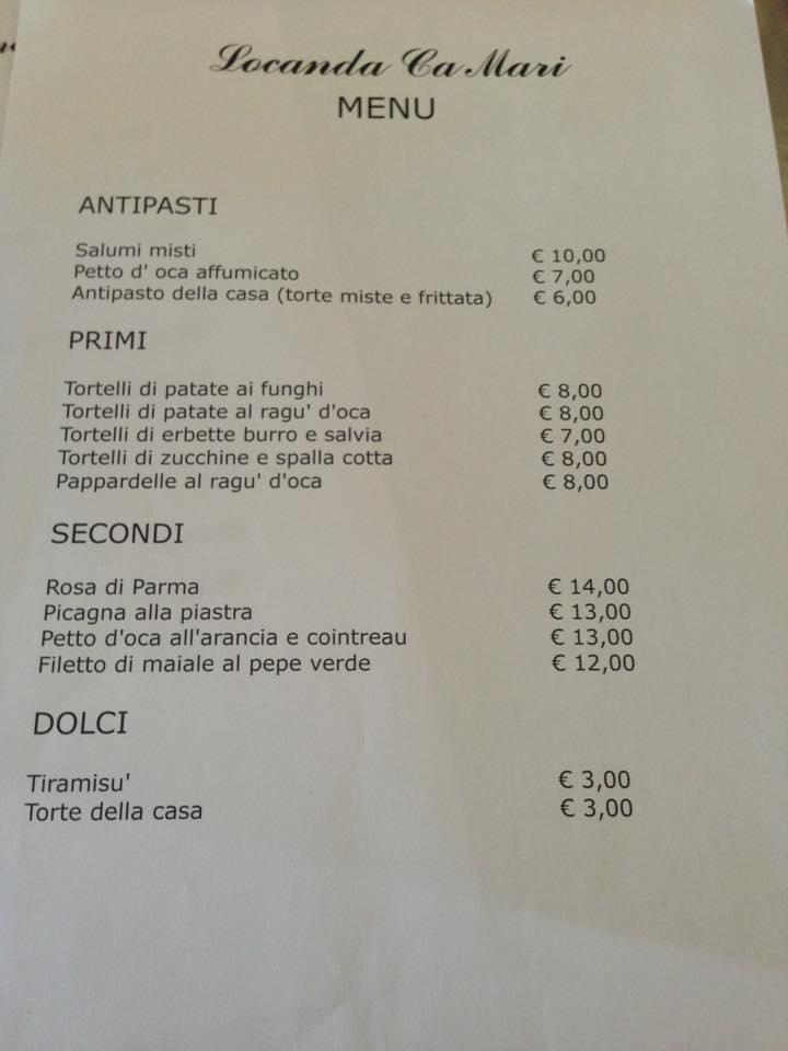 Menu at Locanda Ca' Mari restaurant, Bergotto, 5