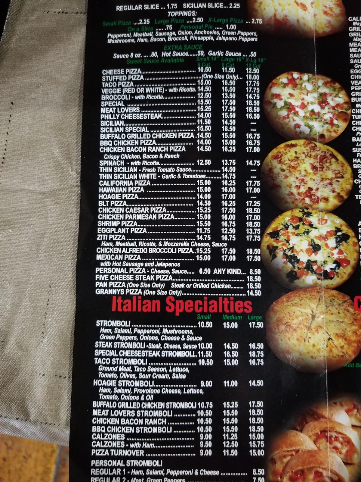 Menu at Numidia Luna's Pizzeria, Numidia, Numidia Dr