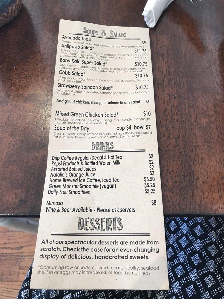 Menu at Portland Pottery Cafe, Portland