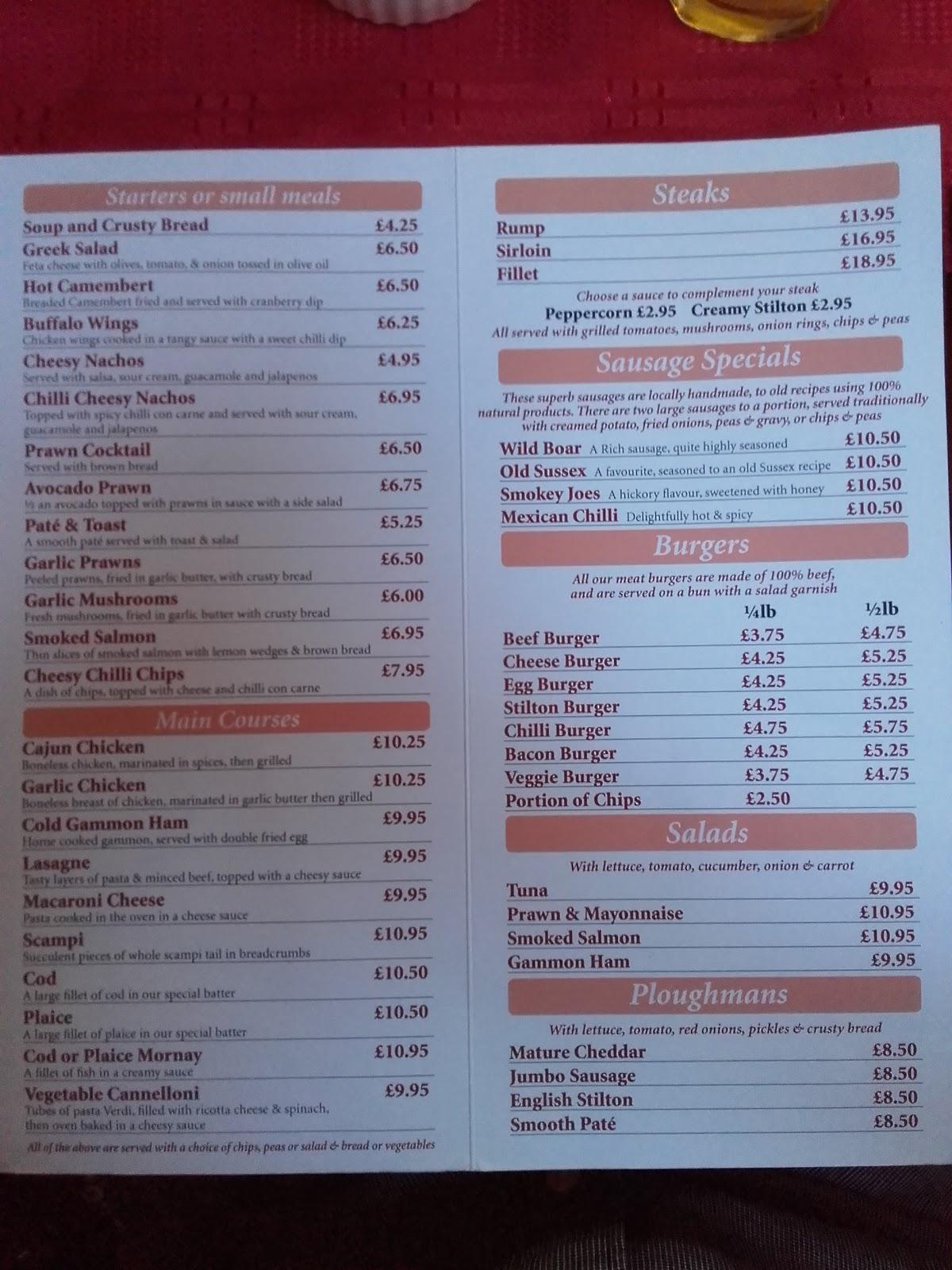 Menu at The Marine pub & bar, Eastbourne