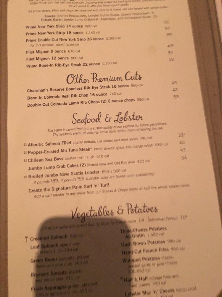 Menu at The Palm – New York steakhouse, West New York, 250 W 50th St