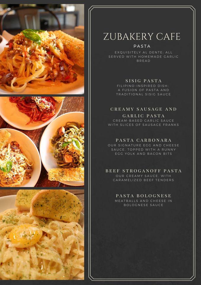 Menu at Zubakery Cafe Ph, Olongapo