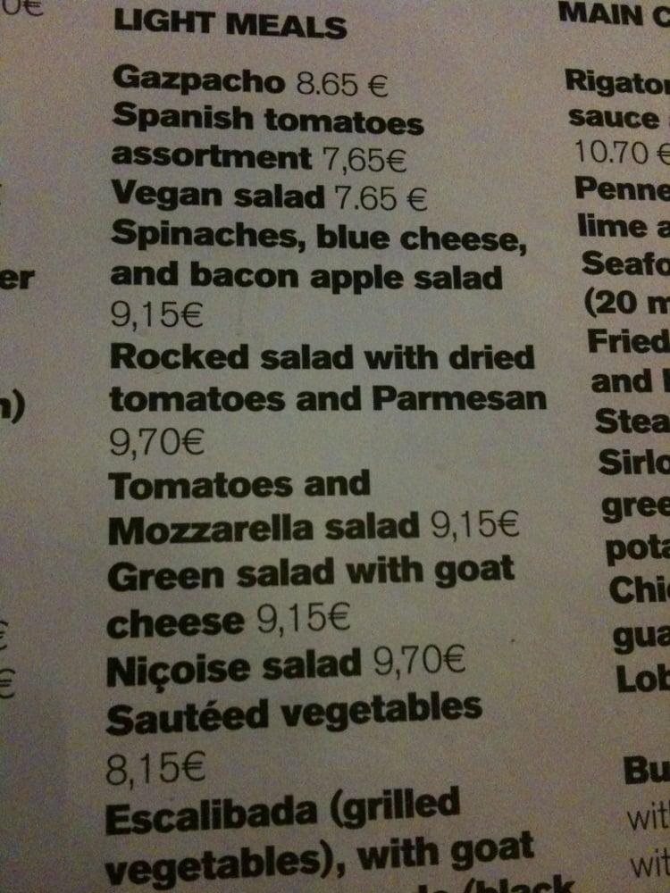Menu at Bar Lobo, Barcelona