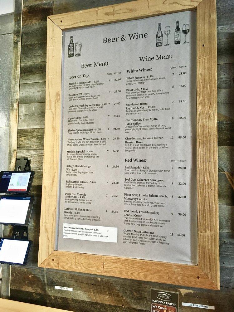 Menu at Bushfire Kitchen - Del Mar restaurant, Del Mar, Del Mar Heights Rd