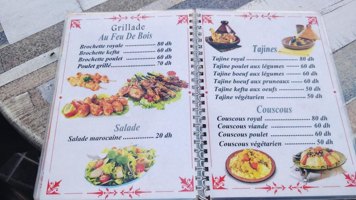 Menu at Kech food restaurant, Marrakesh, Rue Sidi Boulabada