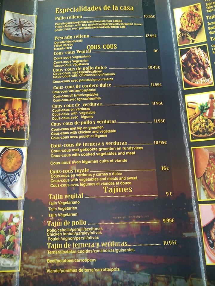 Menu at Restaurante marrakech, Valencia City