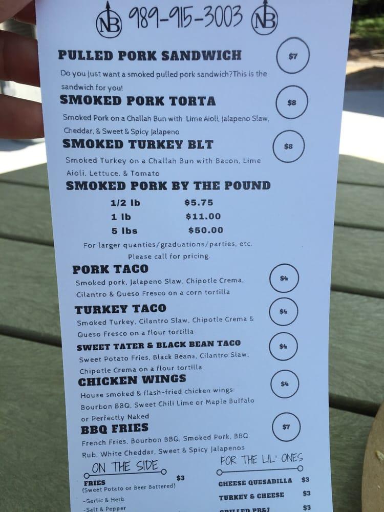 Menu at The Food Truck at Northbound Outfitters BBQ, Grayling