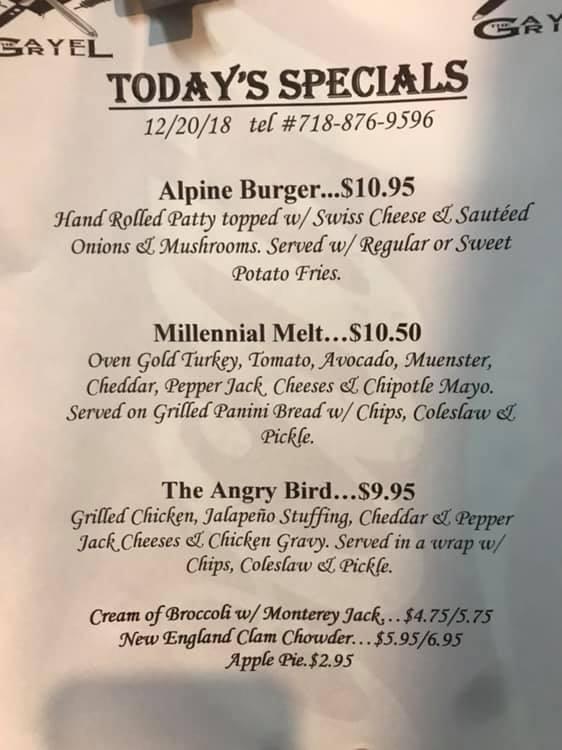 Menu at The Gavel Grill restaurant, Bayonne