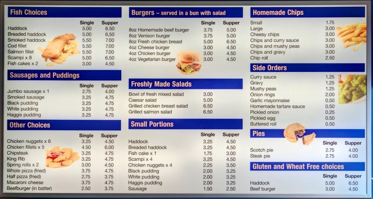 Menu at The Plaice To Be fast food, Pitlochry