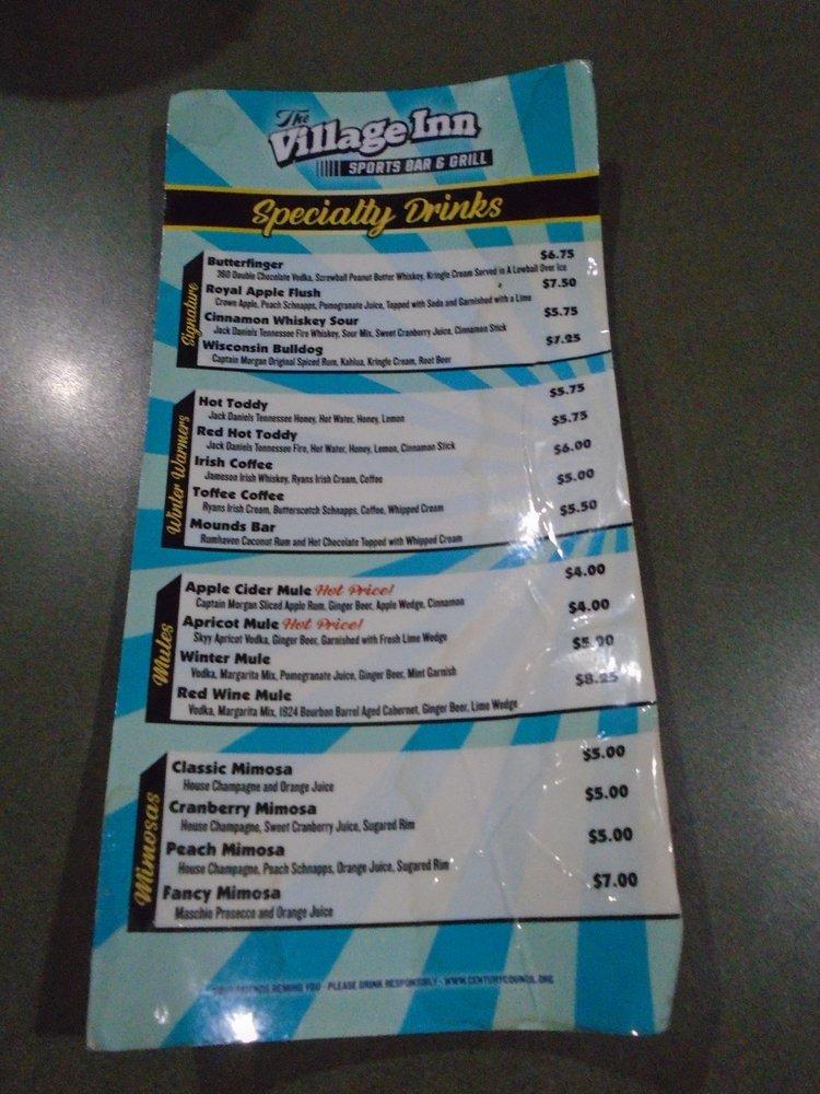 Menu at Village Inn Sports Bar, Grill & Pizzeria, North Hudson