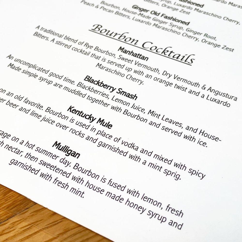 Menu at Bourbon Bowl pub & bar, Greensboro
