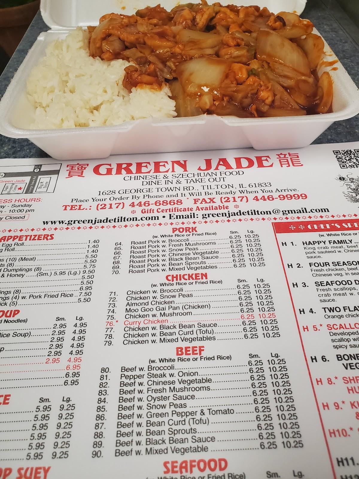 Menu at Green Jade Chinese restaurant, Tilton