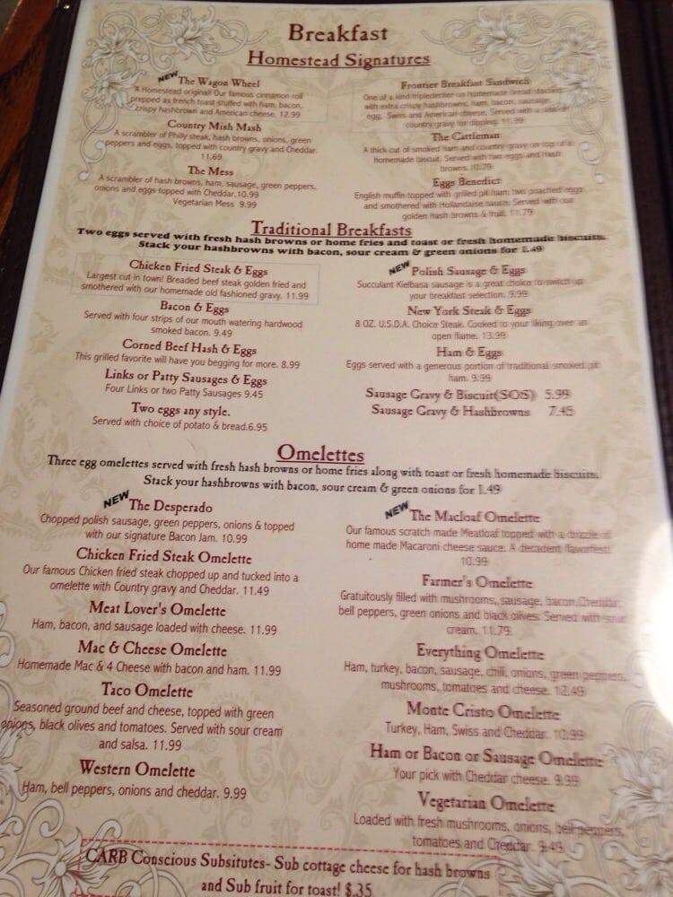 Menu at Homestead Restaurant & Bakery, Tacoma
