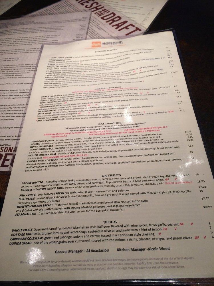 Menu at HopMonk Tavern Novato pub & bar, Novato