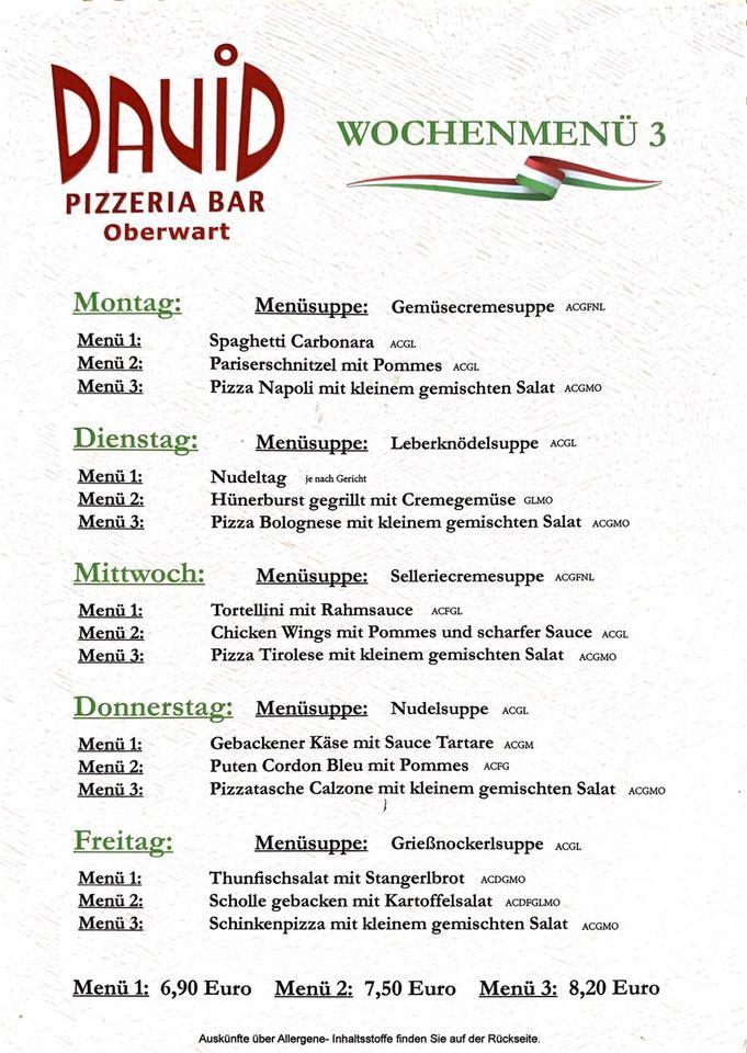 Menu at Pizzeria David Oberwart, Oberwart, Steinamangerer Str. 1