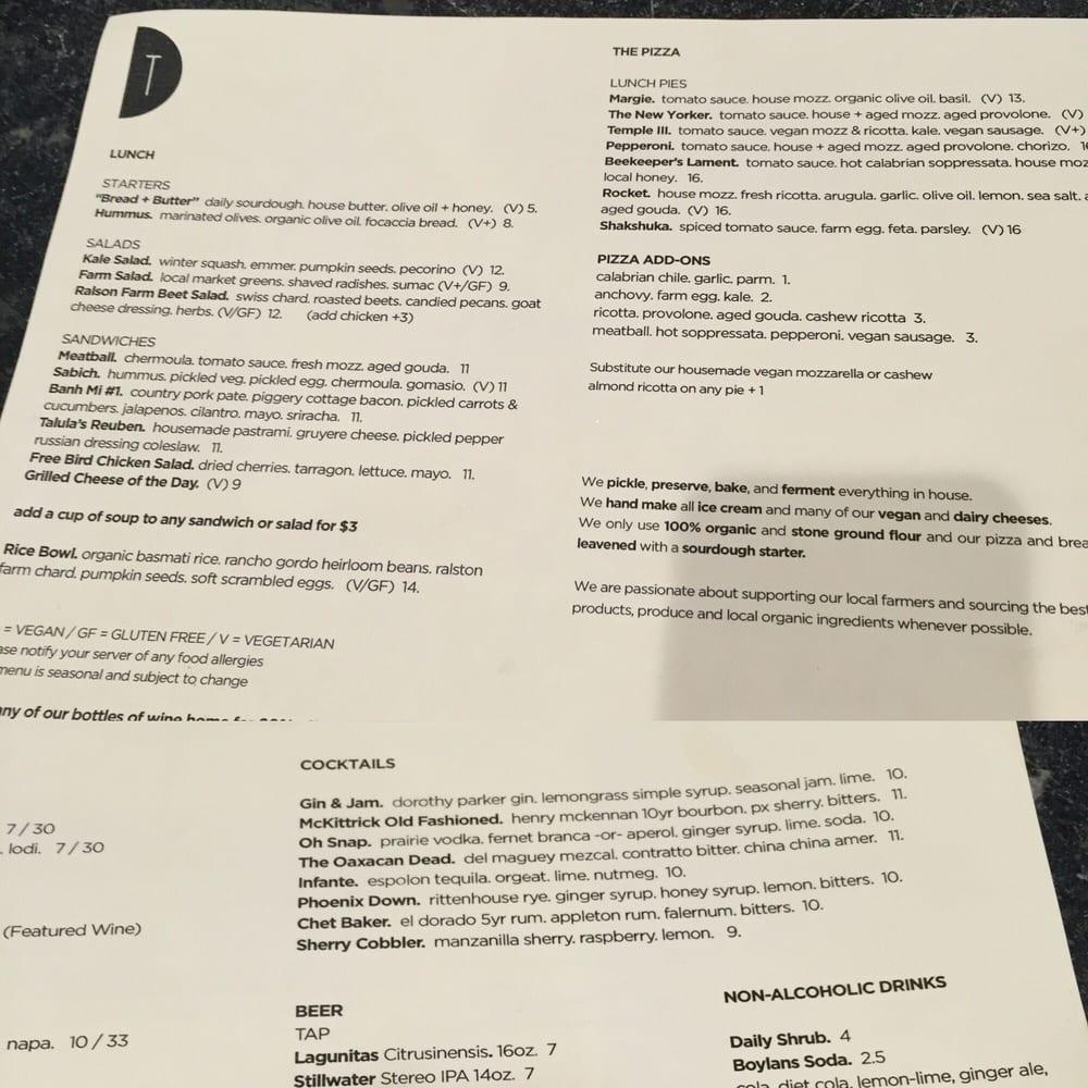 Menu at Talula's pub & bar, Asbury Park