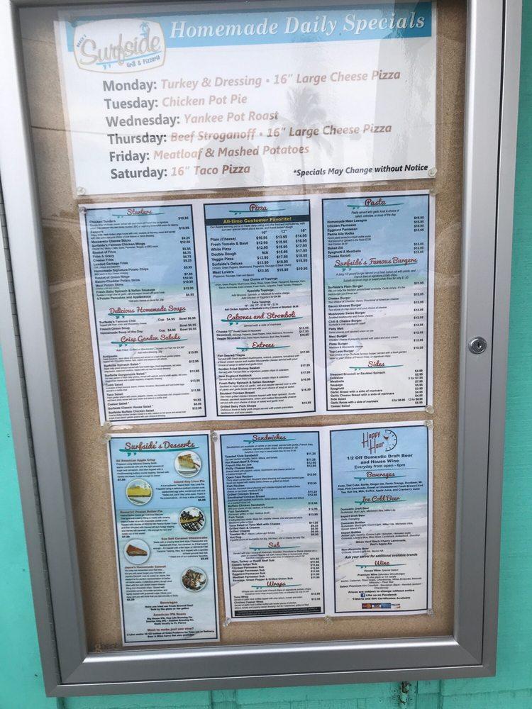 Menu at Brock's Surfside Grill & Pizza pizzeria, Jensen Beach