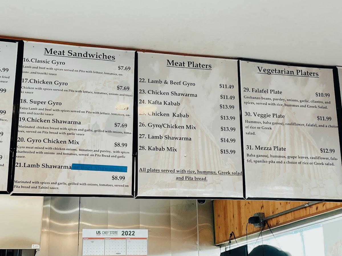 Menu at Gyro Zone restaurant, University Place