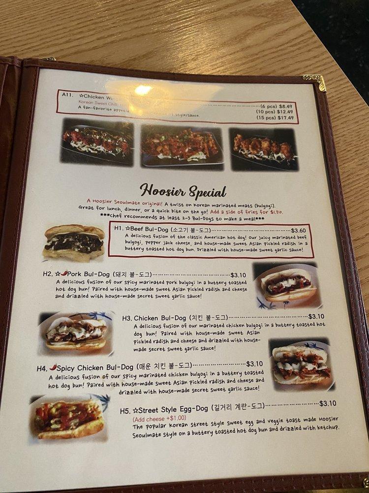 Menu at Hoosier Seoulmate Korean Restaurant, Bloomington