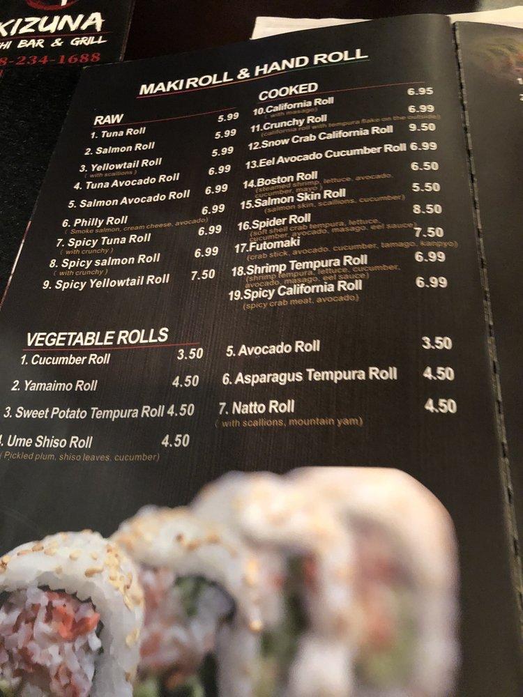 Menu at Kizuna Sushi Bar & Grill, Kaneohe
