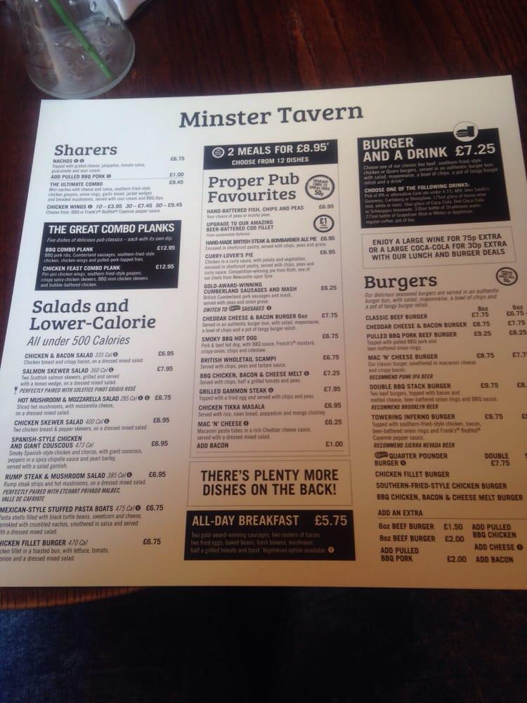 Menu at Minster Tavern pub & bar, Ely