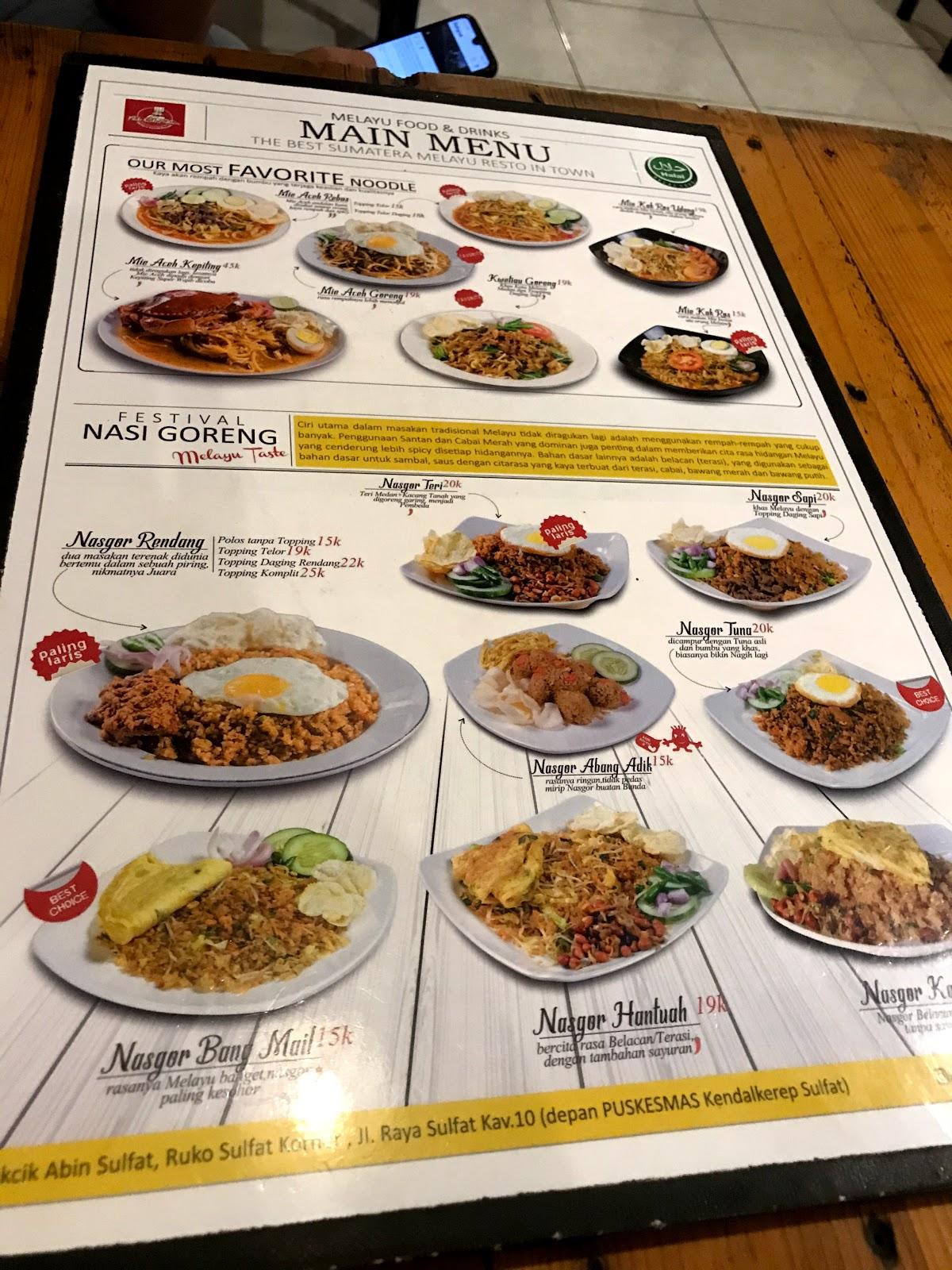 Menu at Pak Cik Abin Melayu Food & Drink restaurant, Malang, Ruko ...