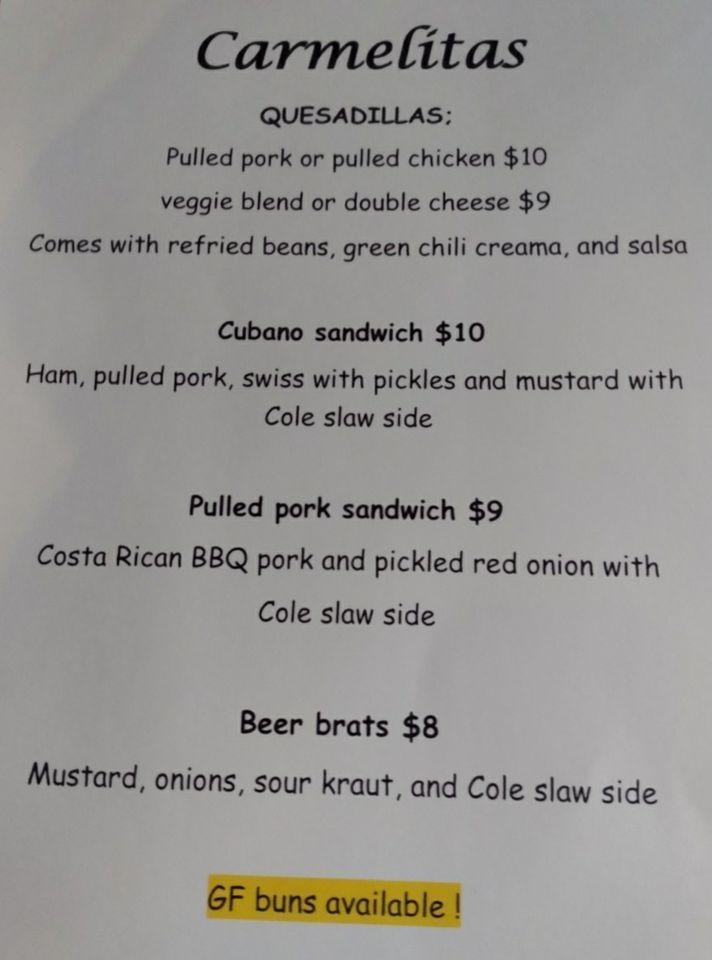 Menu at Paradox Beer Company restaurant, Divide