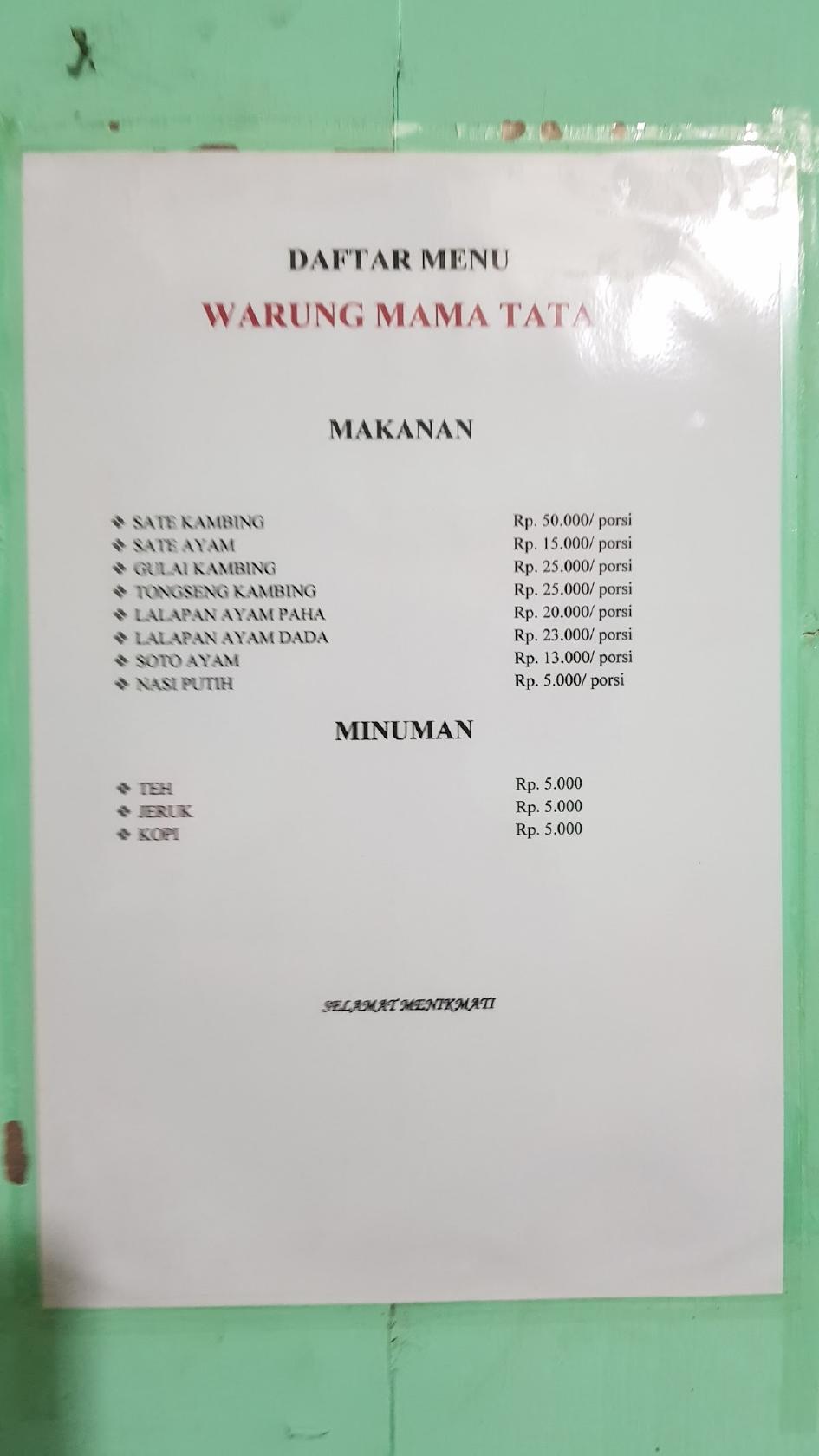 Menu at Rm.mama Tata restaurant, Semayap, P6X7+GWP