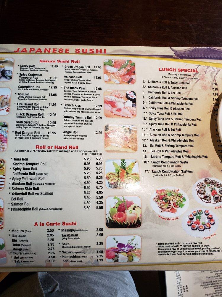 Menu at Sakura Restaurant, Richland