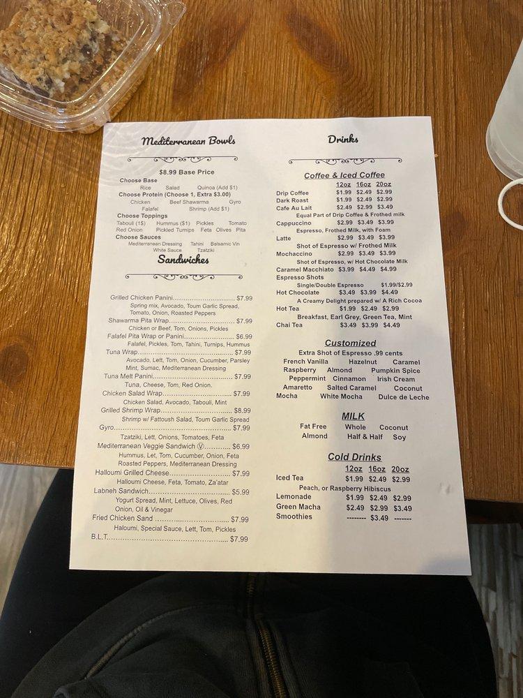 Menu at Sana & Sadia's Mediterranean Cafe, Egg Harbor Township