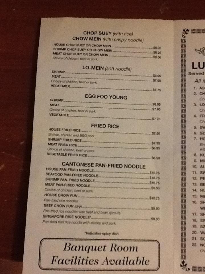 Menu at Super Dragon restaurant, Phoenix