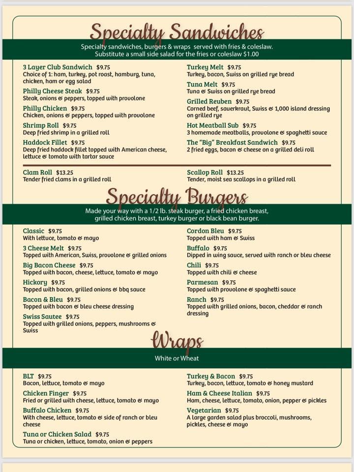 Menu at The Coach House Restaurant, Brewer
