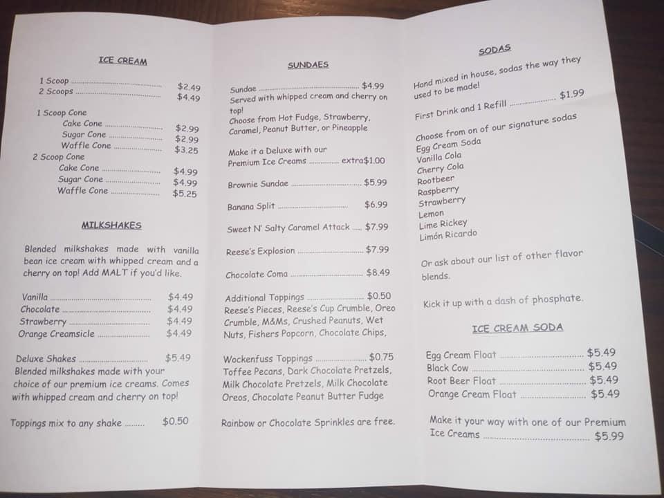 Menu at The Fountain cafe, Dundalk