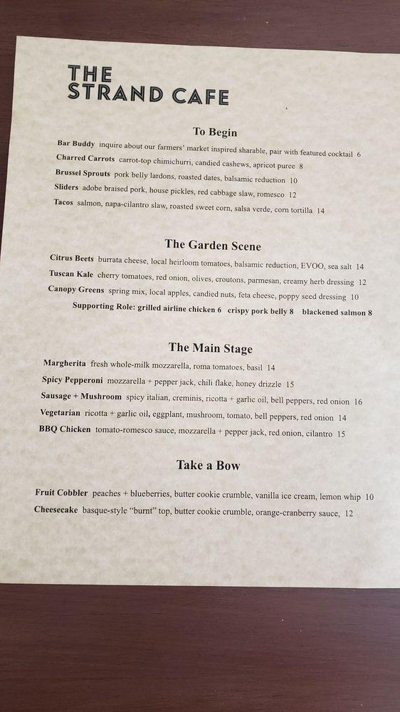 Menu at The Strand Cafe, Ithaca
