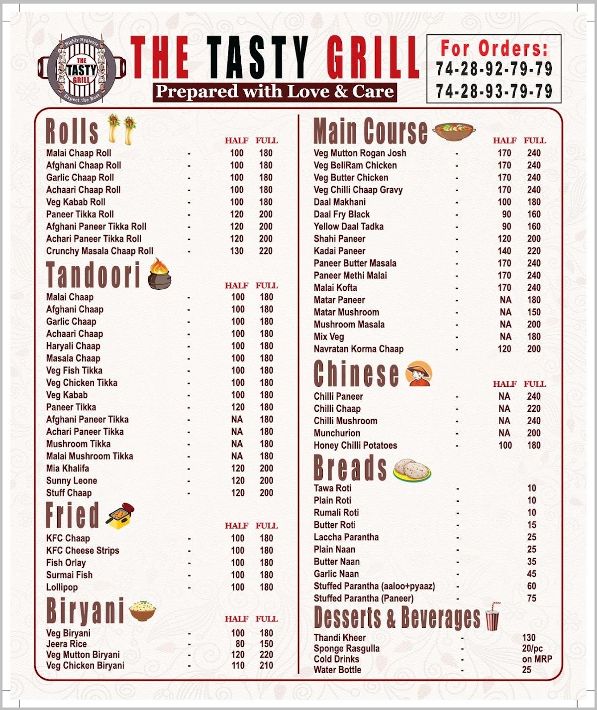 Menu at The Tasty Grill, Gurugram