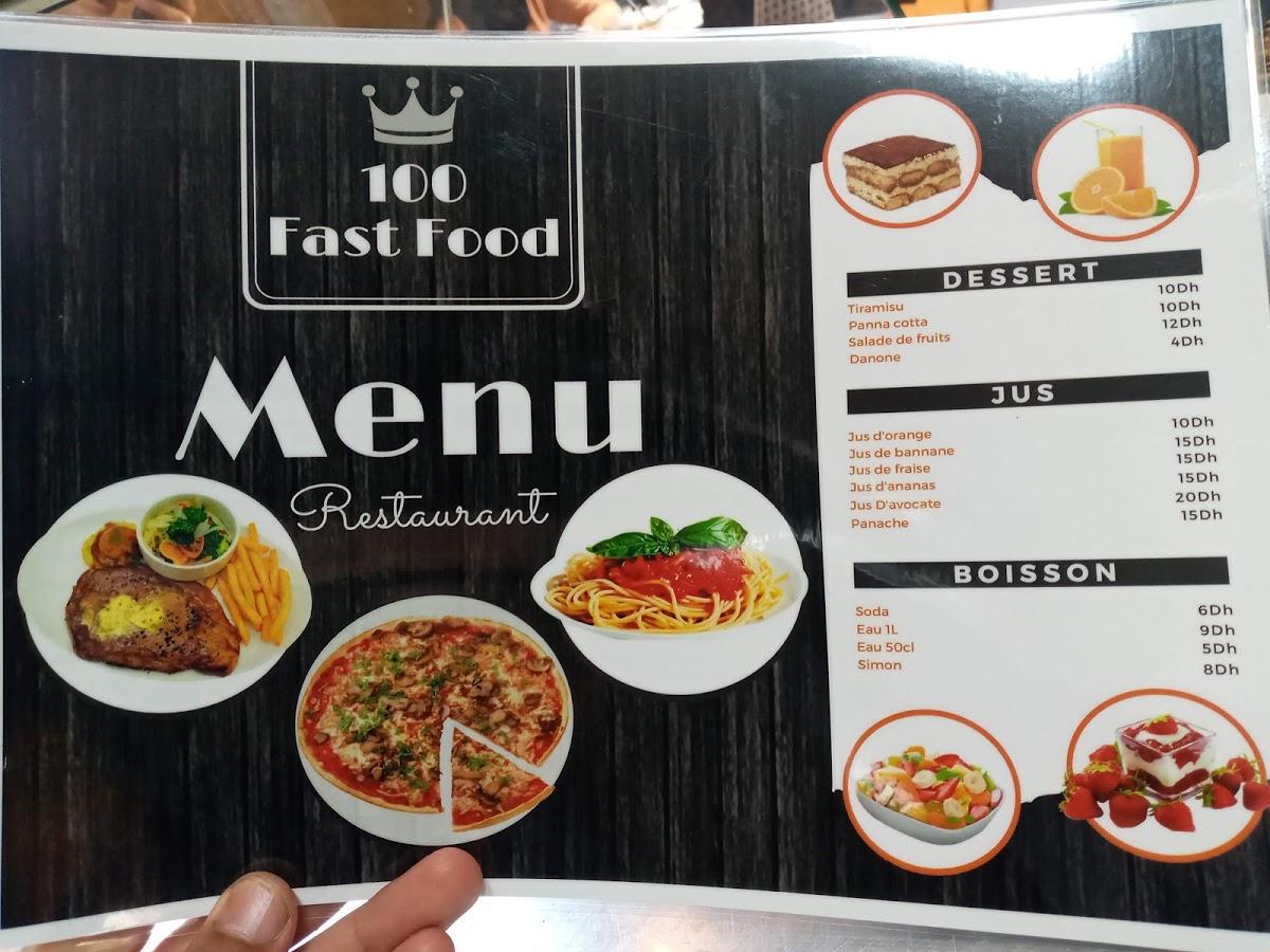 Menu at 100 food restaurant, Nador