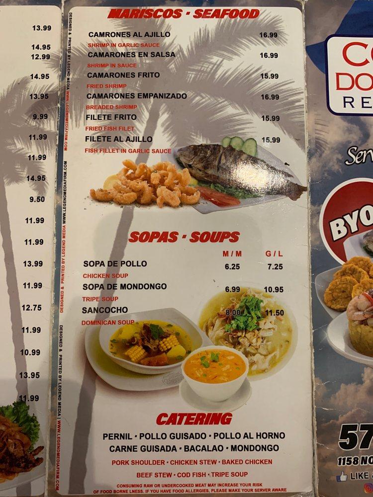 Menu at Cocina Dominicana restaurant, Stroudsburg