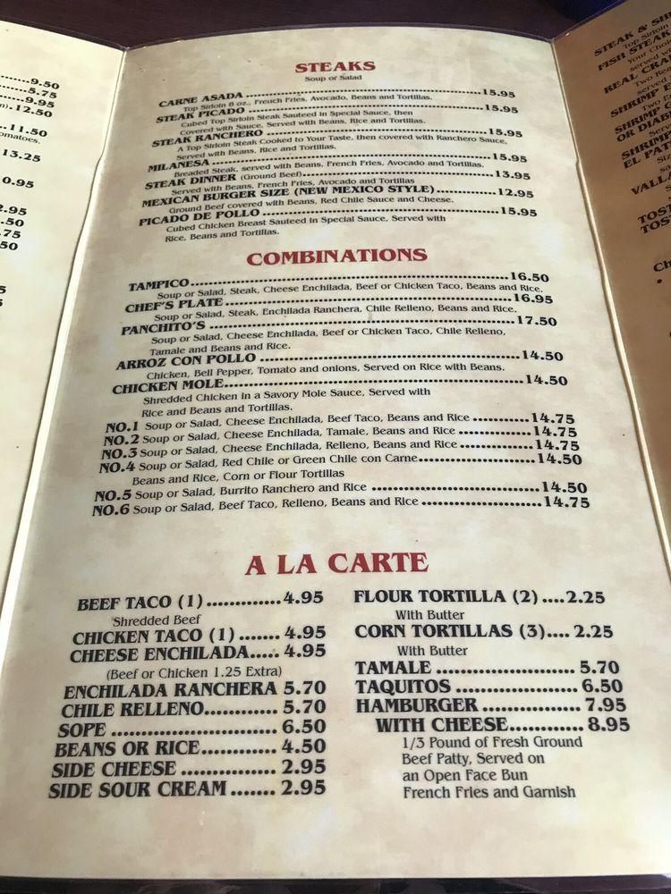 Menu at Mexico 1900 Restaurant, La Mirada
